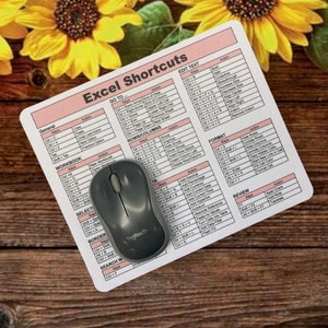 Pink Excel Shortcuts Mouse Pad: Office Desk Accessory - Etsy