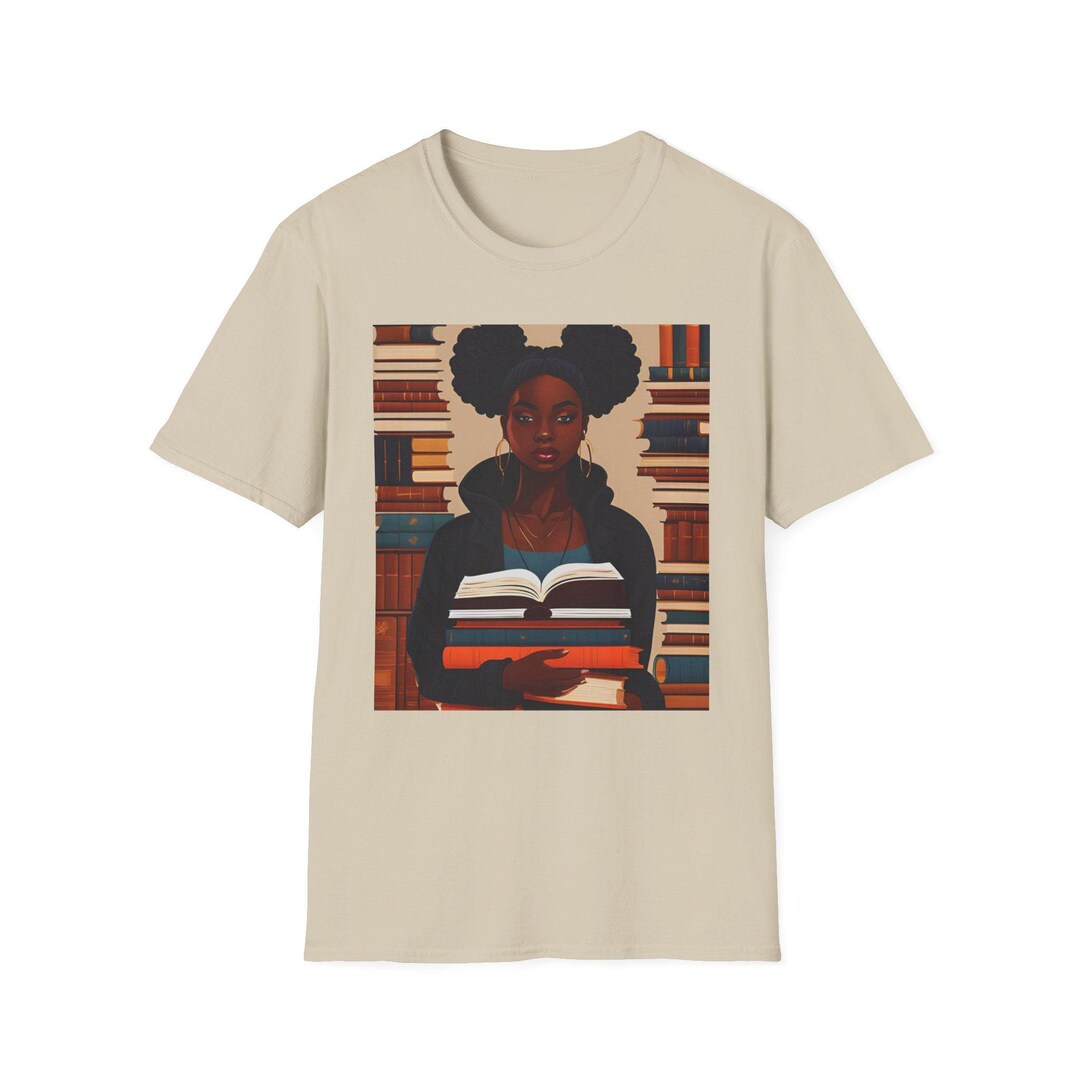Afro Puff Reader T-shirt African American Reader Softstyle Comfort Tee ...