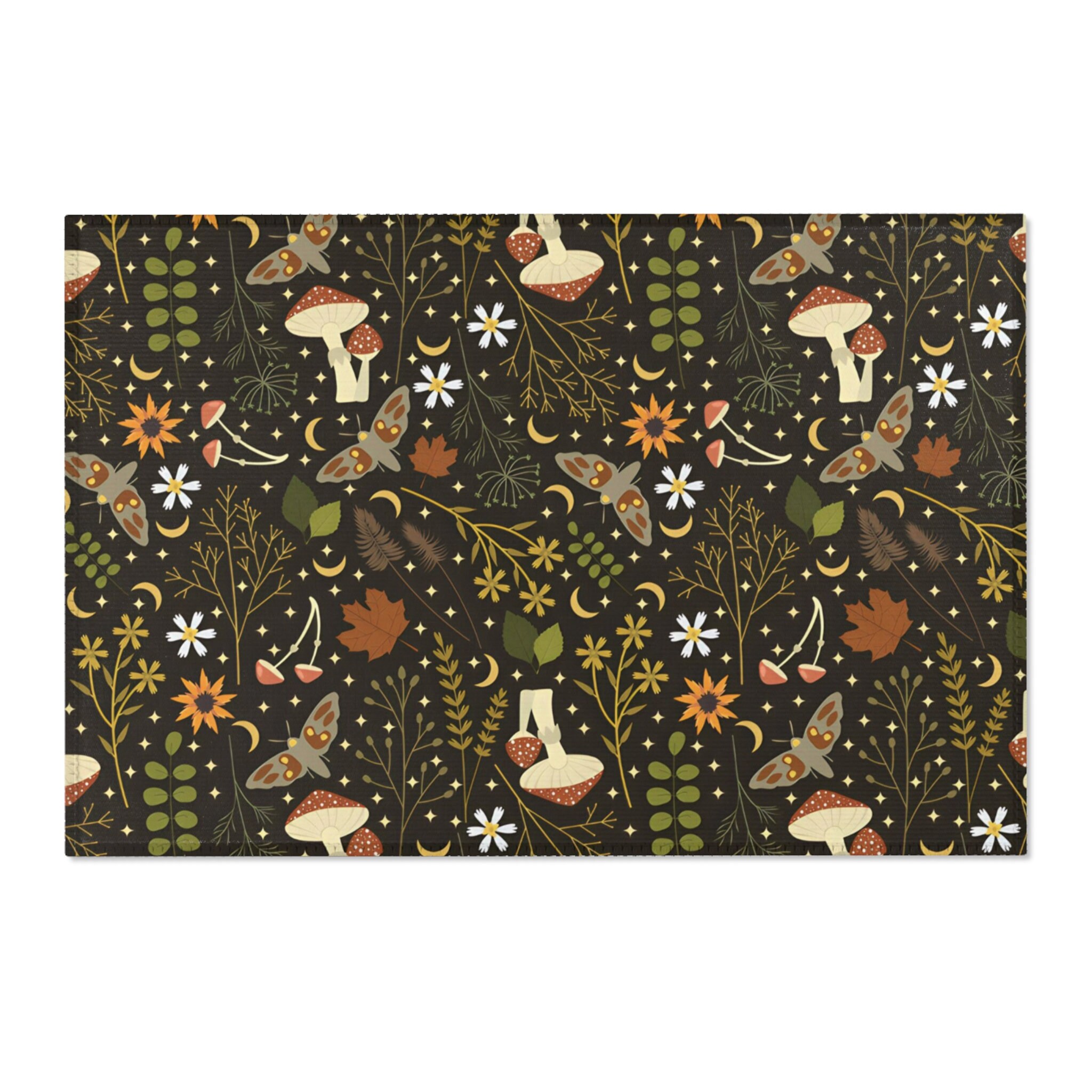 Cottagecore Area Rug Mushroom Floral Indoor Mat Botanical Living Room ...