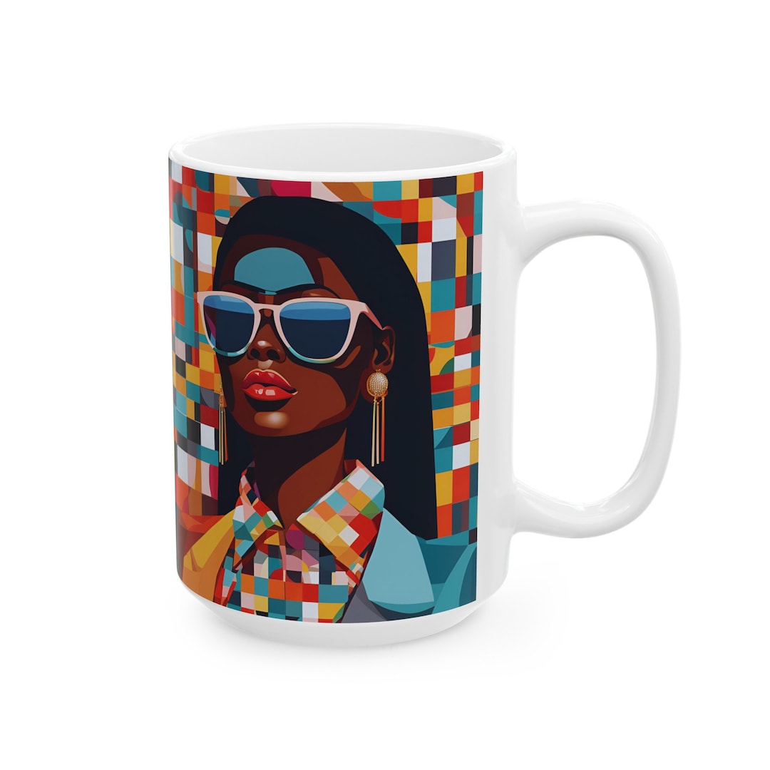 Brown Skin Girl Coffee Mug African American Drinking Cup Afrocentic Art ...
