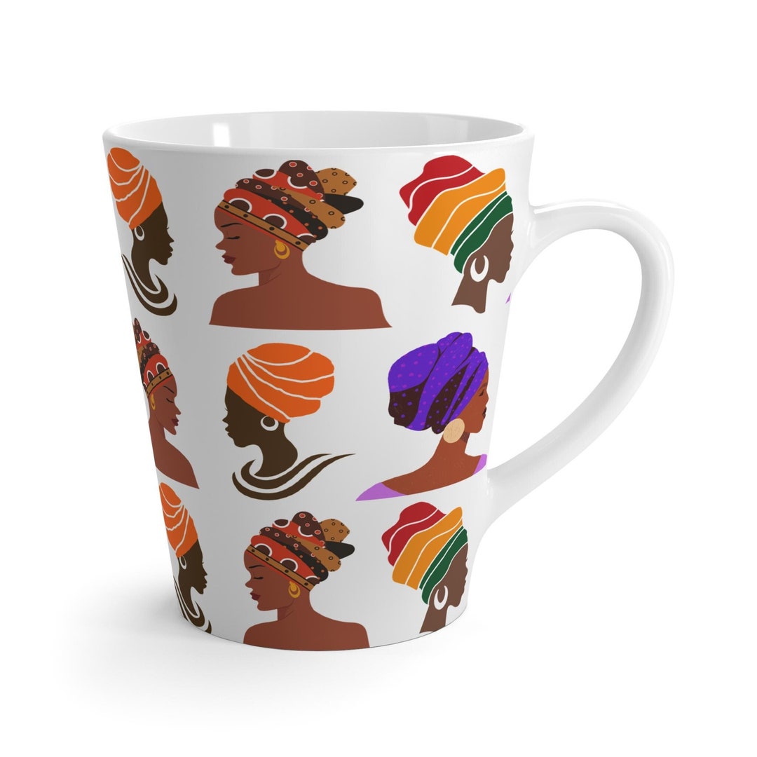 African Women Headwrap Coffee Mug Black Girls Headwrap Ceramic Cup African American Beverageware ...