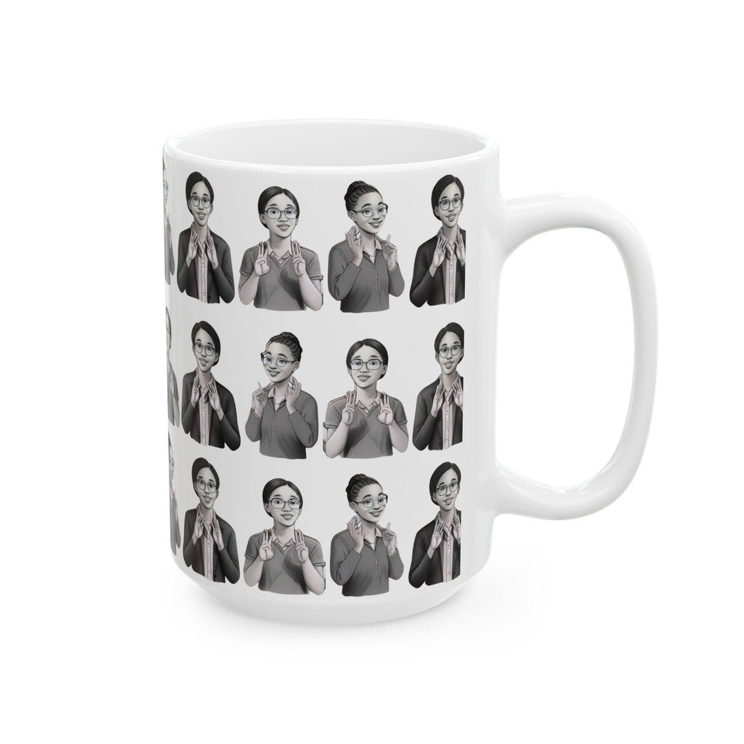Sign Language Coffee Mug Black American ASL Cup Melanin Sign Language ...