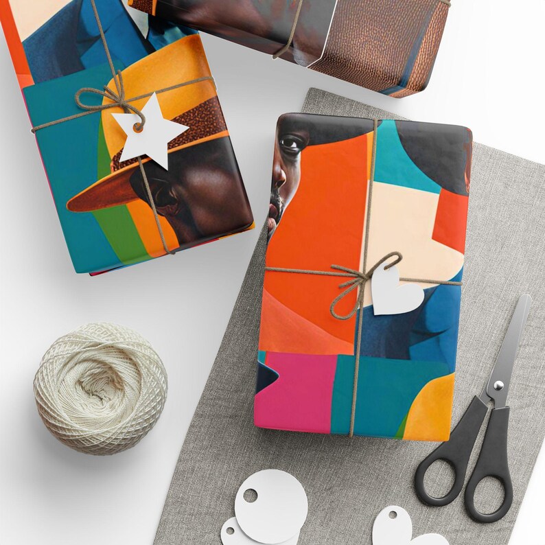 Black Men in Fedora Wrapping Paper African American Men Gift Wrap ...