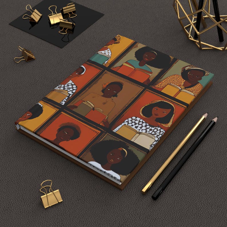 Melanin Women Readers Notebook Book Lover Hardcover Matte Journal Black ...