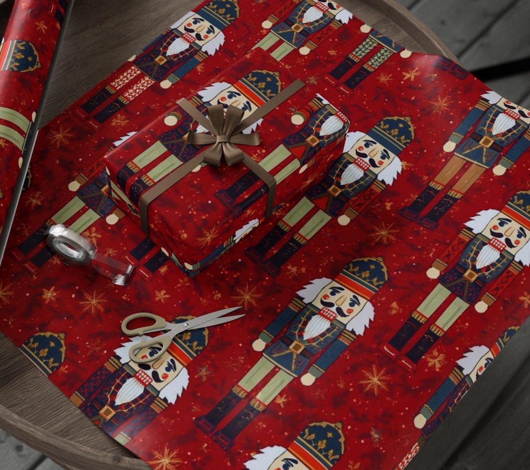 Nutcracker Wrapping Paper - Xmas Gift Wrapper Decor, Christmas Present ...