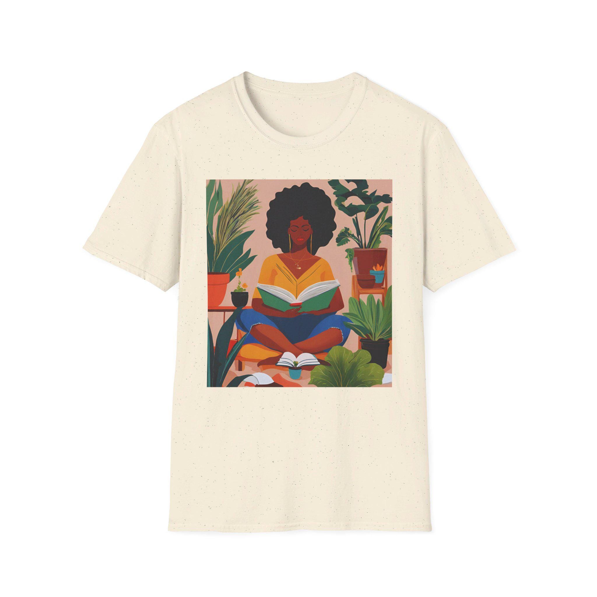 African Woman Reader Tee Melanin Book Lover Gift Black Girl Afro Art Apparel Brown Skin Girl ...
