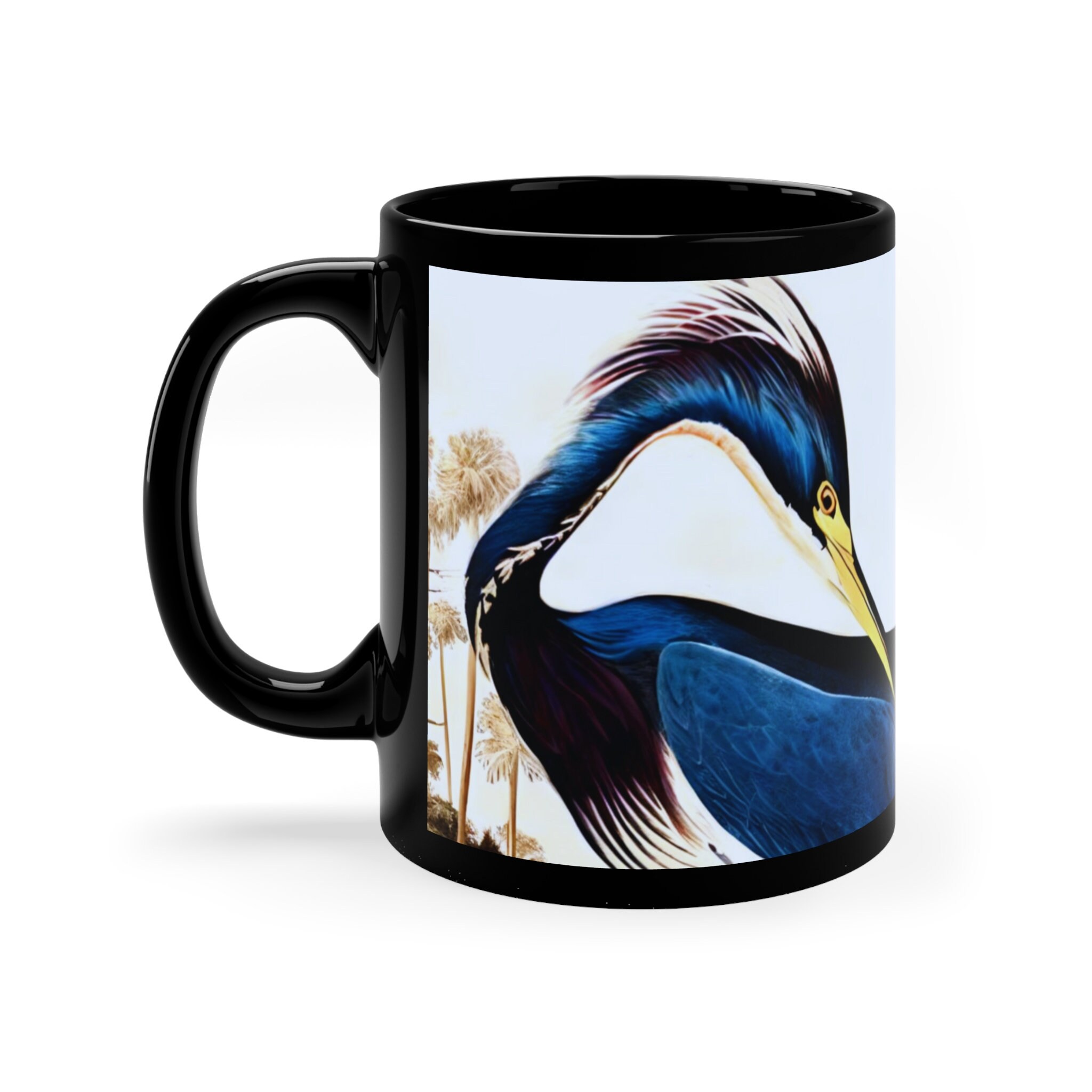 Vintage Heron Mug Mid Century Blue Heron Bird Ceramic 11oz Mug ...