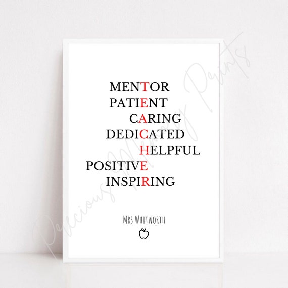 Teacher Acronym Print Teacher Gift Teacher Appreciation | Etsy