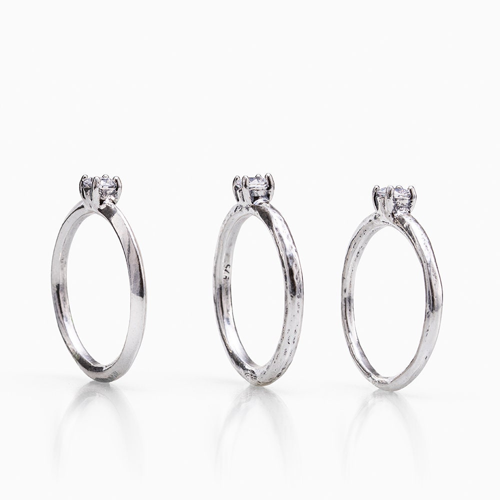 Set of 3 Stacking Rings Sterling Silver Stacking Ring Cubic - Etsy