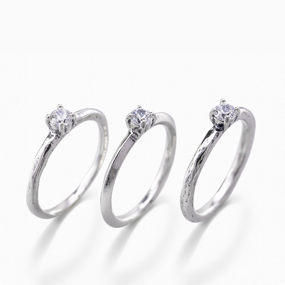 Set of 3 Stacking Rings Sterling Silver Stacking Ring Cubic - Etsy