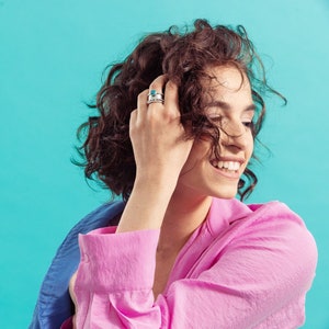 Wide Silver Turquoise Spinner Ring for Women, Silver Meditation Ring ...