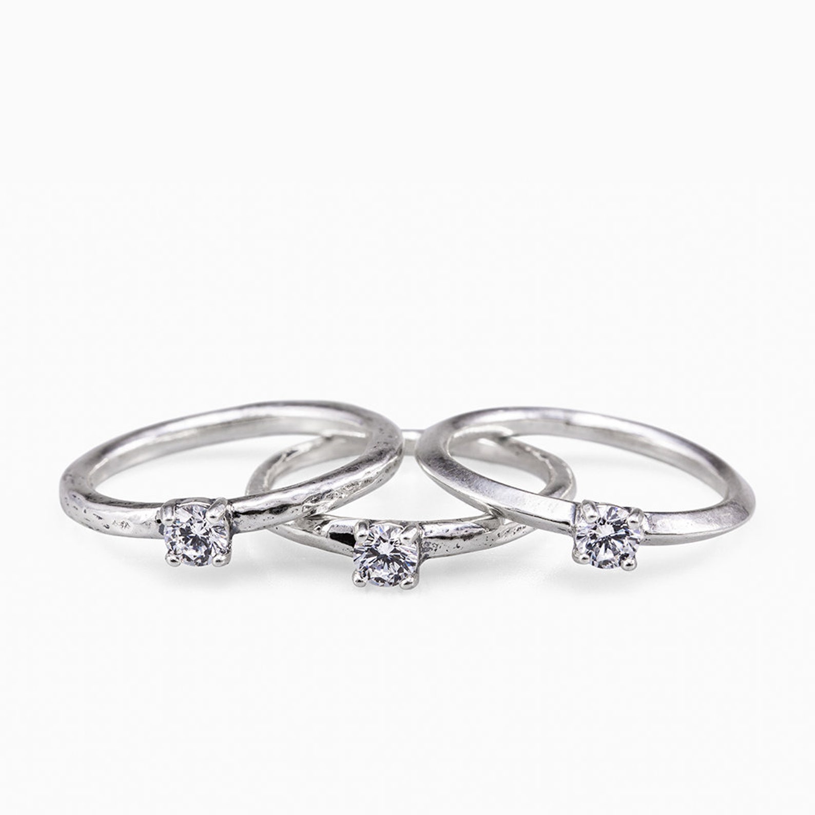 Set of 3 Stacking Rings Sterling Silver Stacking Ring Cubic - Etsy