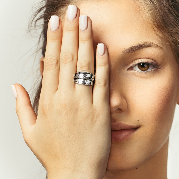 Wide Silver Ring - Etsy