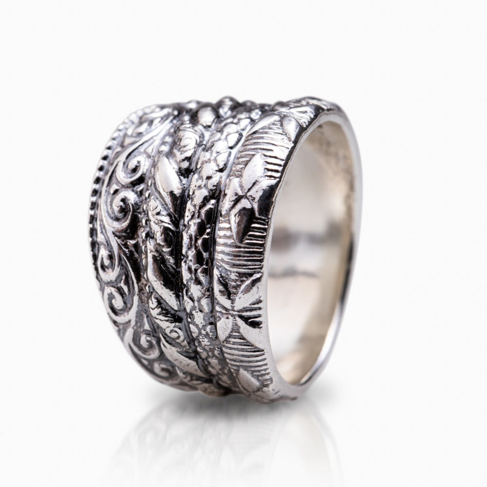 Wide Filigree Silver Ring Sterling Silver Filigree Boho - Etsy