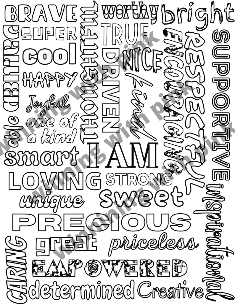 Hoja para colorear descargable I AM - Etsy México