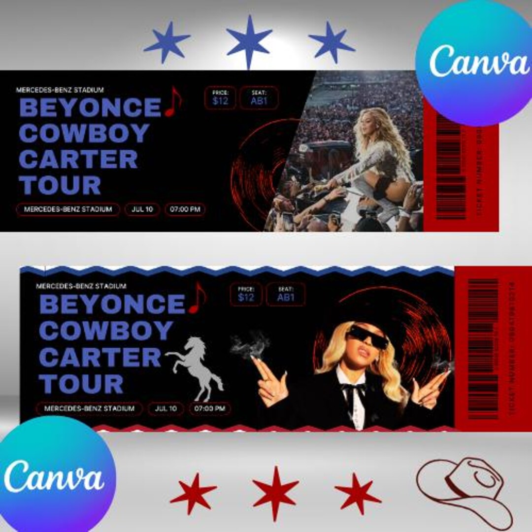 COWBOY CARTER Beyonce Ticket Templateeditable Fake VIP ...