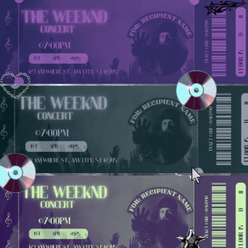Editable Concert Ticket Template, the Weeknd, DIY Event Ticket ...