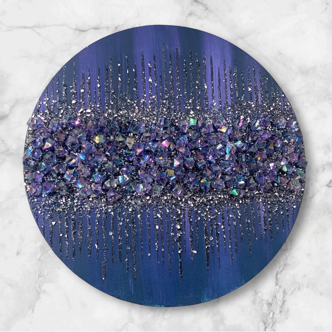Purple and Blue Glitter Glass Painting, Blue Glass Painting, Purple ...