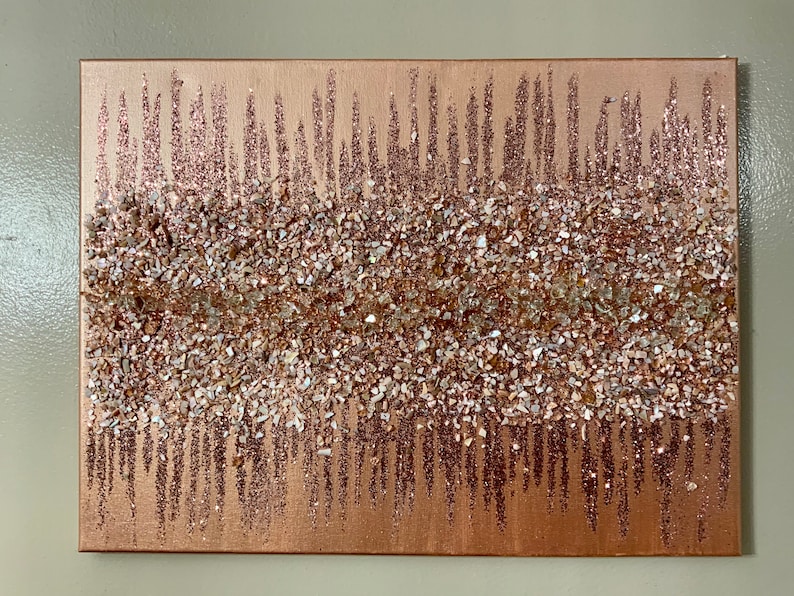Rose Gold Glitter Painting, Rose Gold Glass Painting, Rose Gold Shell ...