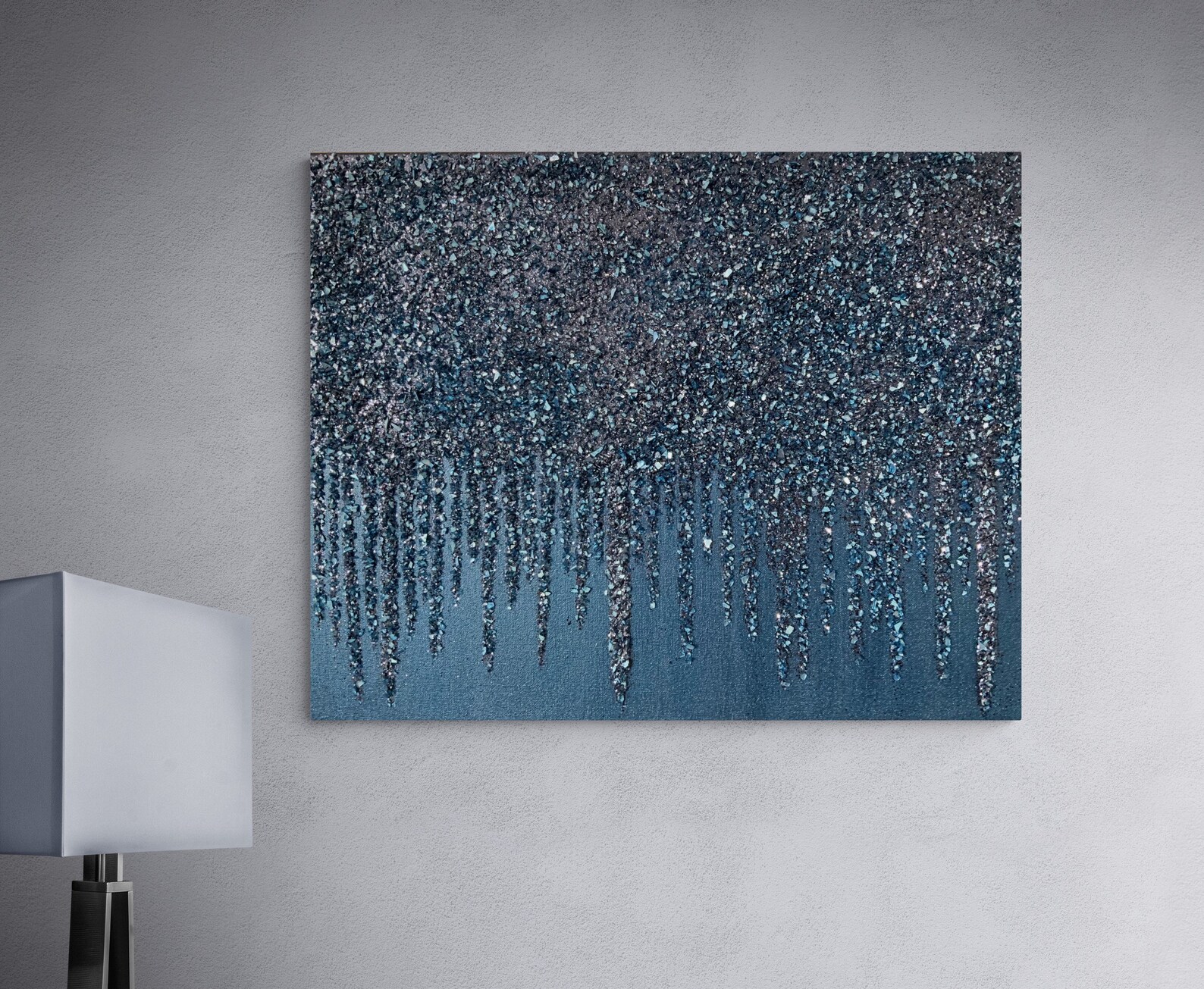 Navy Blue Glitter Painting Navy Blue Glass Painting Navy - Etsy