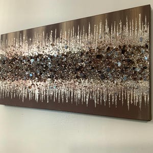 Brown Glass Painting, Brown Glitter Glass Painting, Brown Wall Art ...