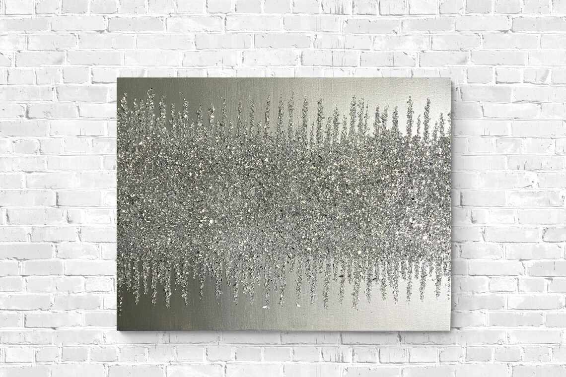 Silver Glitter Glass Painting Silver Glitter Painting Silver - Etsy