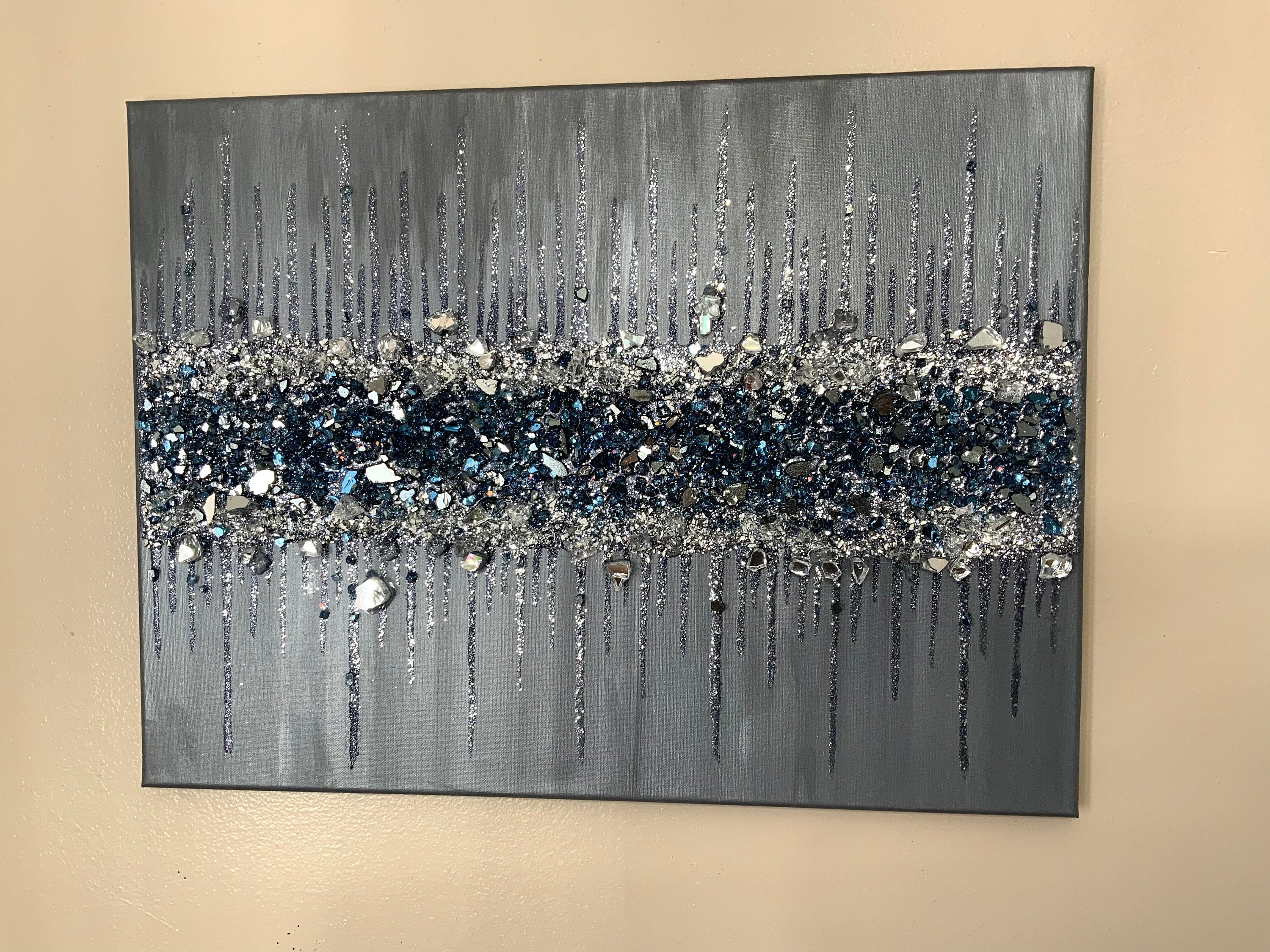 Glitter Painting Glitter Glass Painting Blue Glitter - Etsy