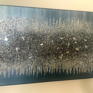 Blue and Silver Glitter Glass Painting, Blue and Silver Glitter ...
