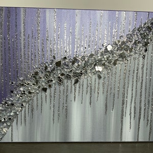 Amethyst and Gray Glitter Glass Painting,glass Wall Art, Glitter Wall ...