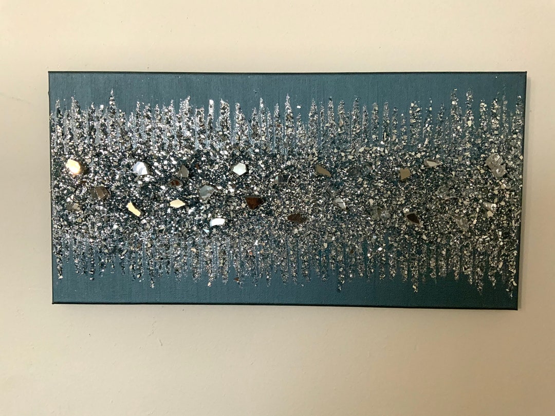 Pewter Glitter Glass Art, Pewter Glass Painting, Pewter Glitter ...