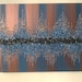 Blue and Copper Glitter Glass Painting, Blue Glass Painting, Copper ...