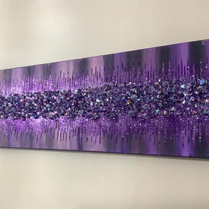 Purple Glitter Glass Painting, Purple Glass Painting, Purple Glass Art ...