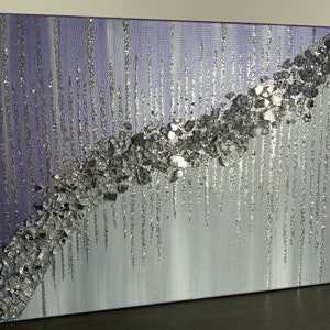 Amethyst and Gray Glitter Glass Painting,glass Wall Art, Glitter Wall ...