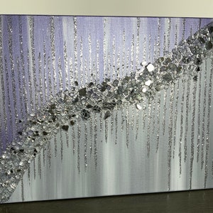 Amethyst and Gray Glitter Glass Painting,glass Wall Art, Glitter Wall ...