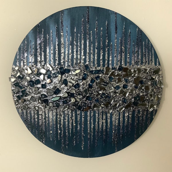 Blue and Silver Wall Art - Etsy