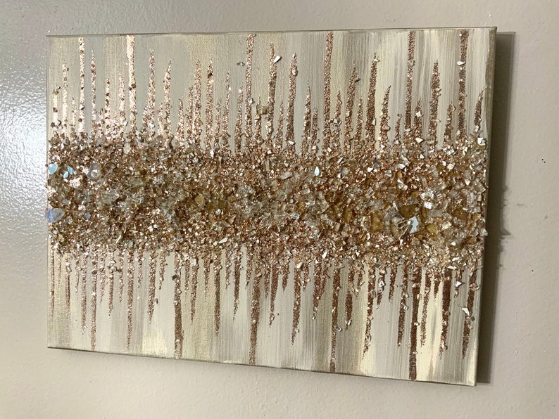 Beige and Taupe Glass Painting, Beige Glass Painting, Gold Glass Art ...