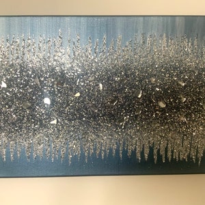 Blue and Silver Glitter Glass Painting, Blue and Silver Glitter ...