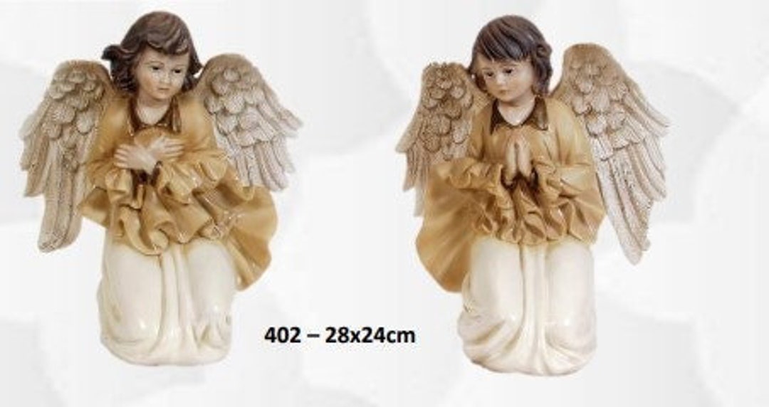 Pair of Angels Cm 28 X 24 (11,02 X 9,44 Inches) in Hand-decorated Resin ...