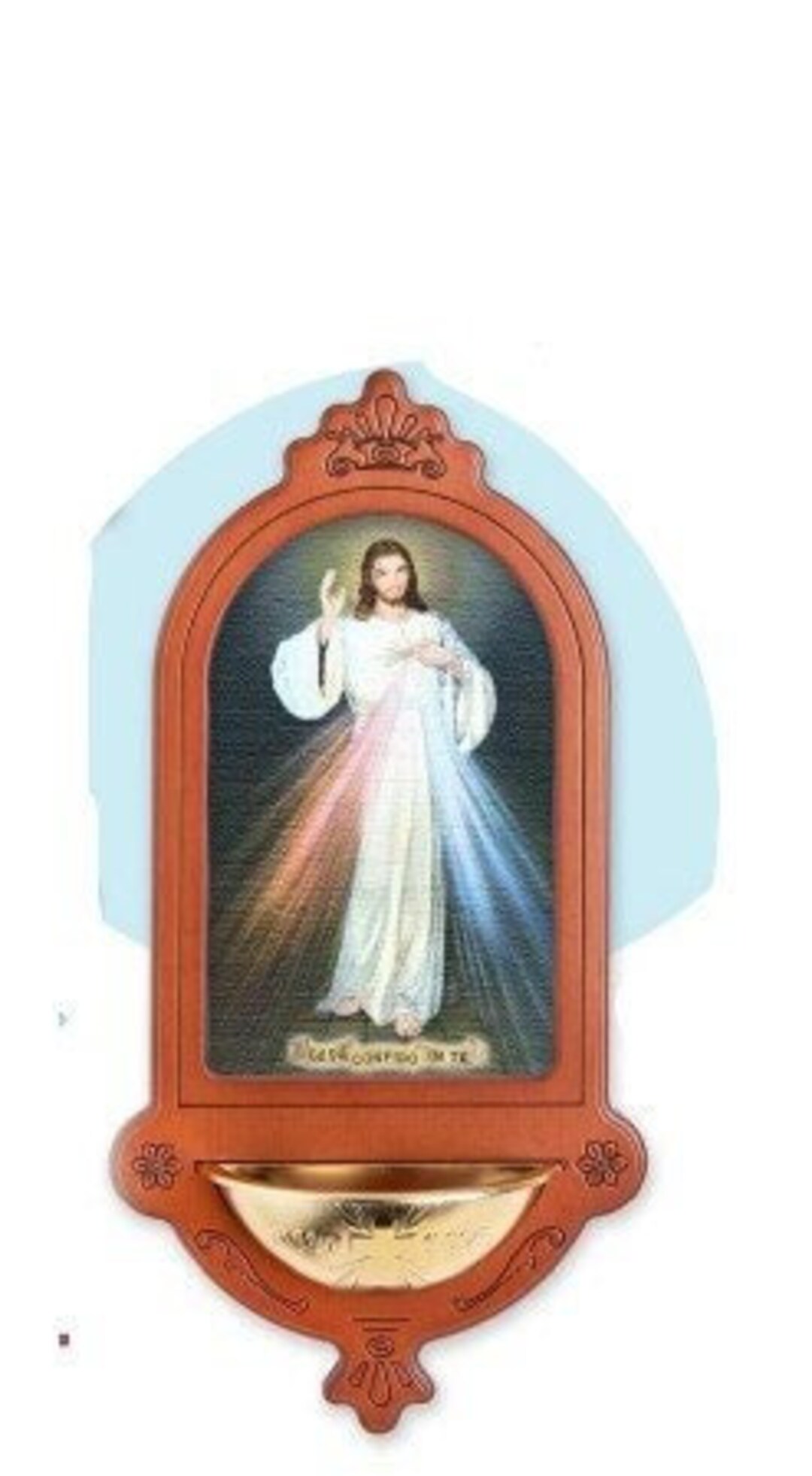 Holy Water Stoup in Walnut-stained Birch Wood, 38 Cm (14.96 Inches ...
