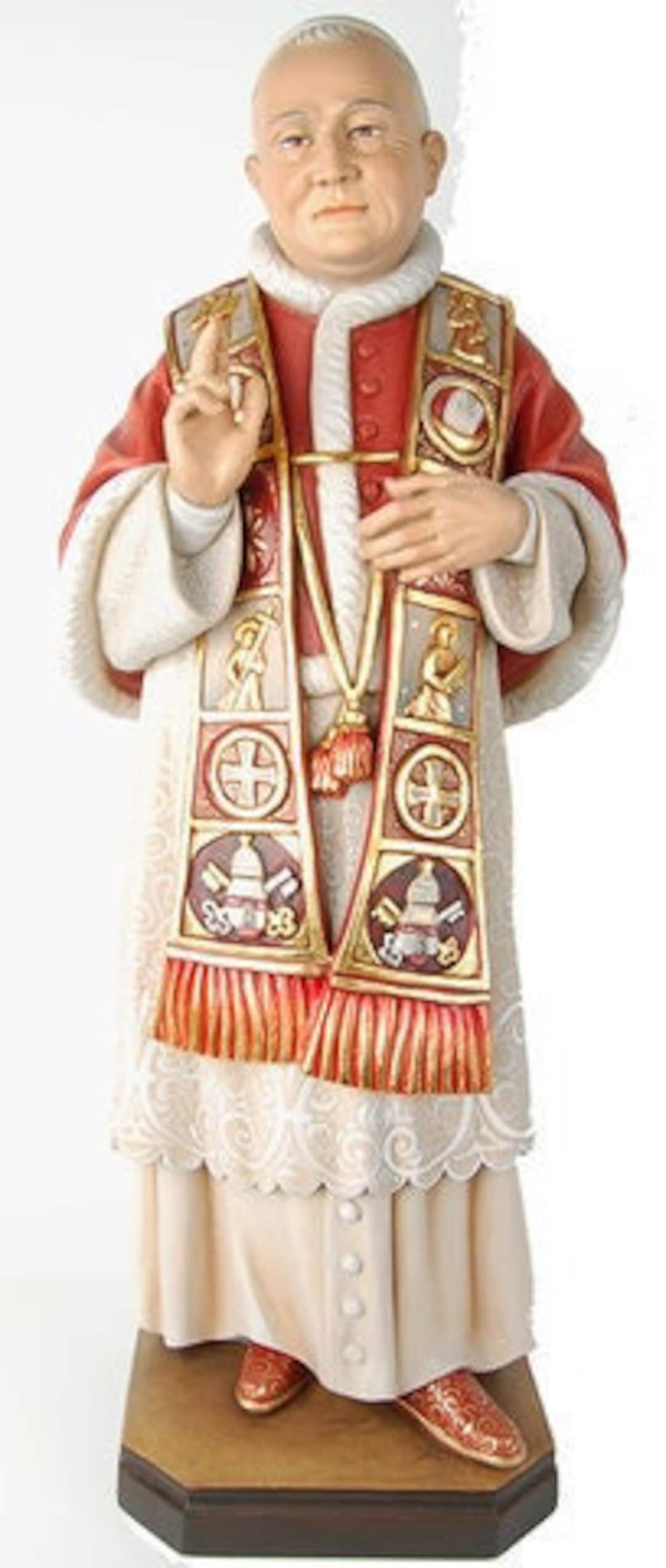 Statue of St. Pope John XXIII, Carved in Wood From Valgardena and Hand ...