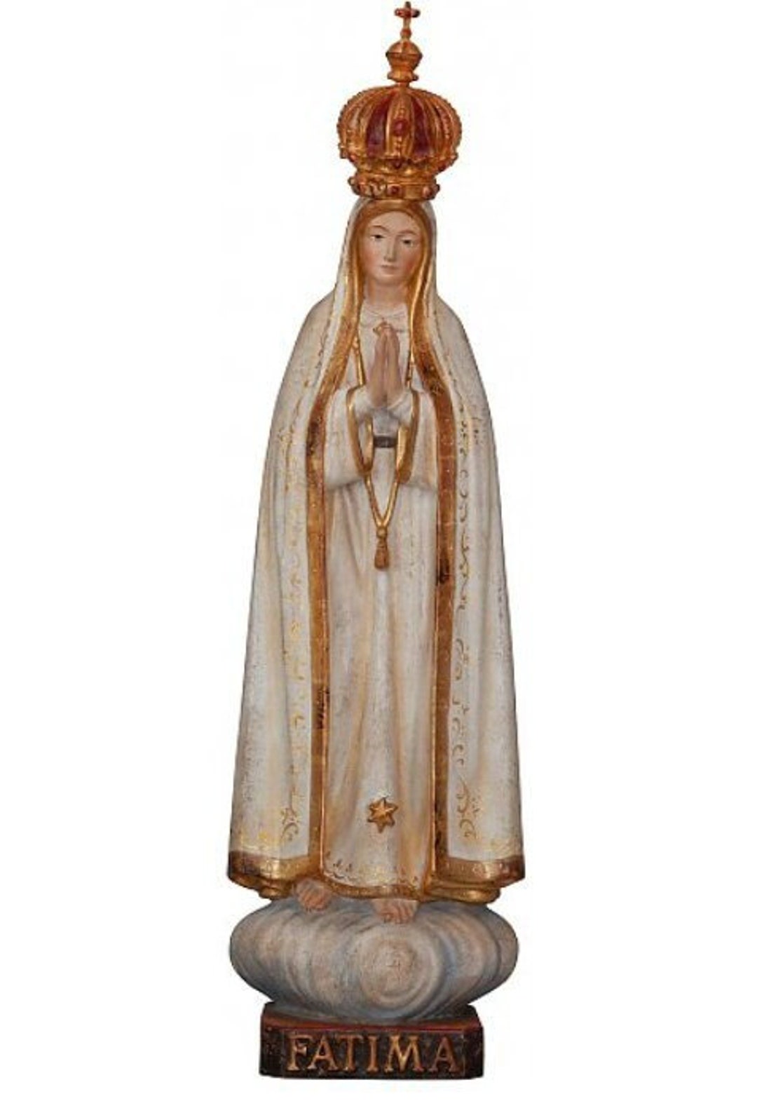 Statue of Our Lady of Fatima With Crown Carved in Valgardena Wood and ...
