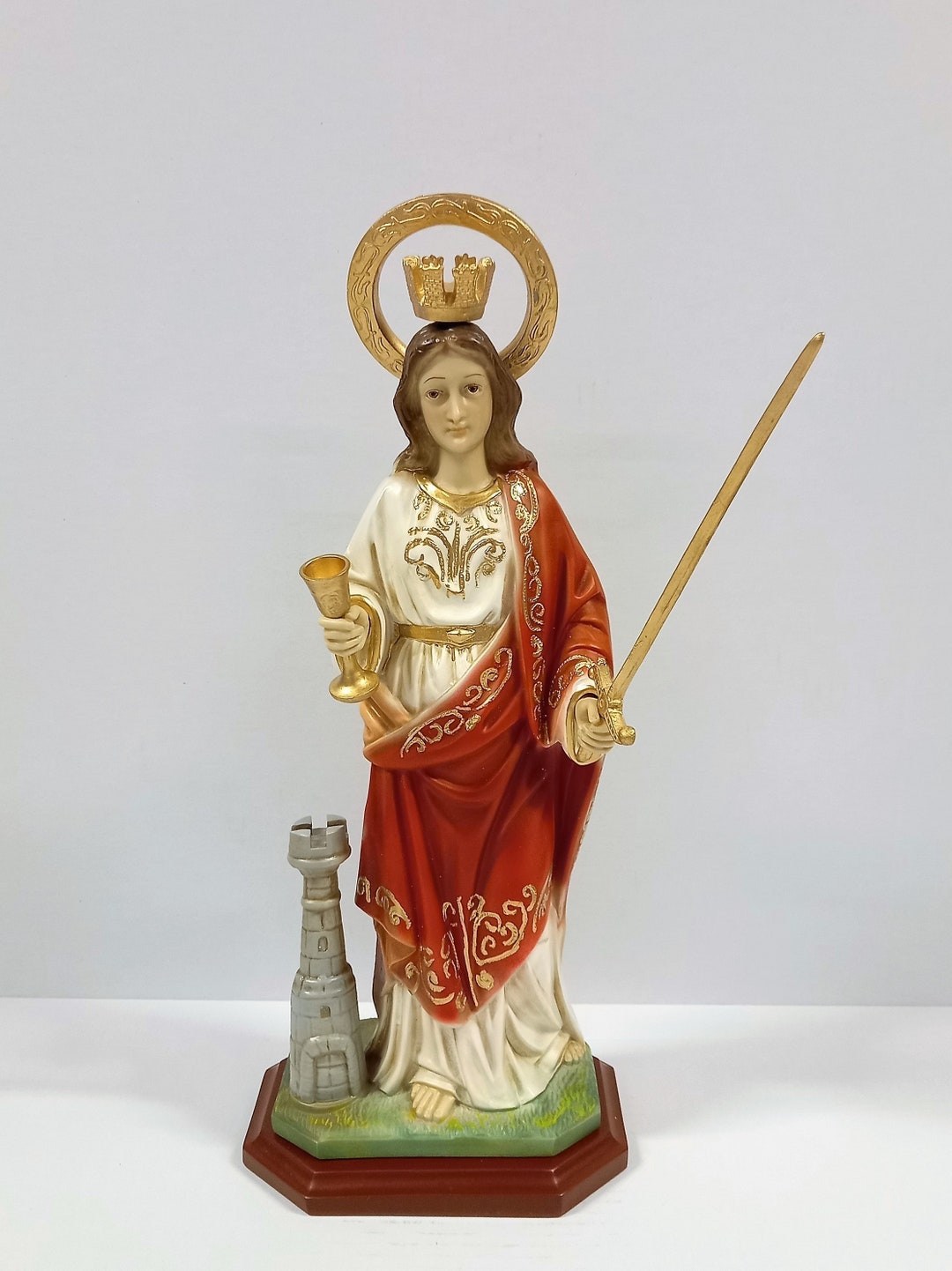 Statue of Saint Barbara Cm 38 X 15,5 (14,96 X 6,10 Inches) in Marble ...