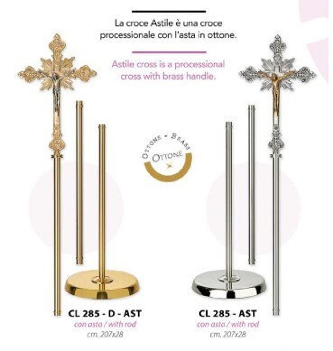 Processional Crucifix With Brass Rod, 207 Cm 81.49 Inches, Two Models ...