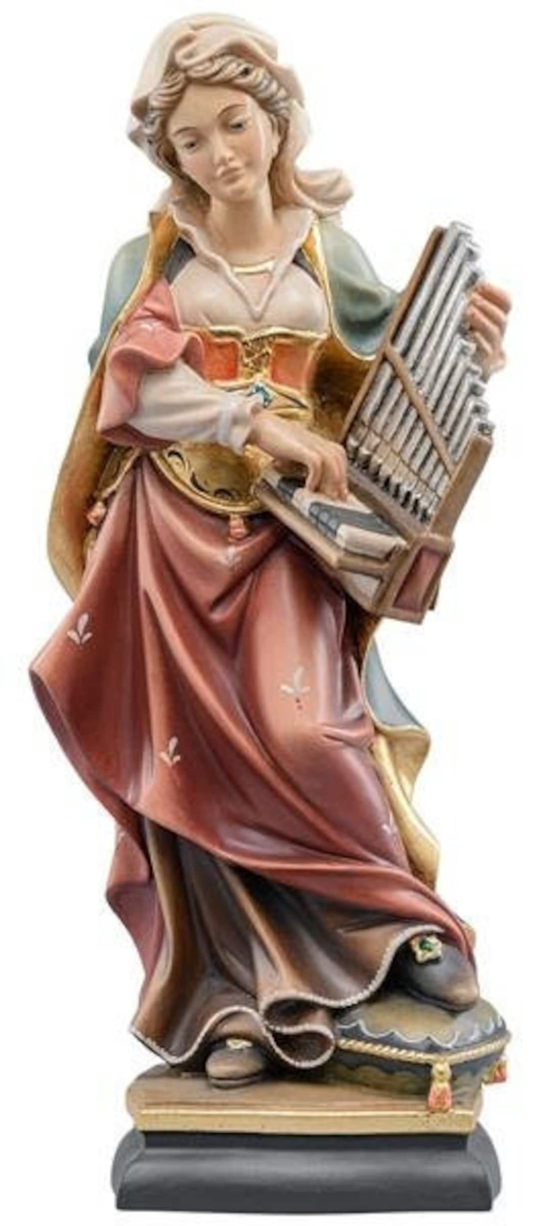 Statue of Santa Cecilia Carved in Wood From Val Gardena and Hand ...