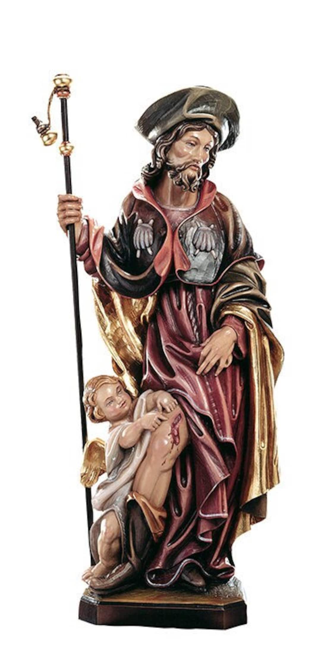 Statue of San Rocco Carved in Valgardena Wood and Decorated by Hand, of ...