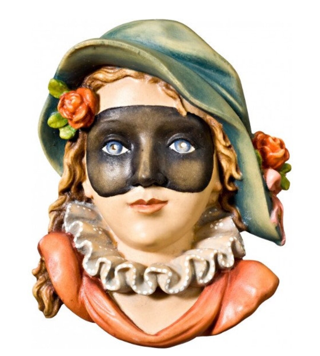 Sculpture of Colombina, Carnival Mask Carved in Valgardena Wood, Hand ...