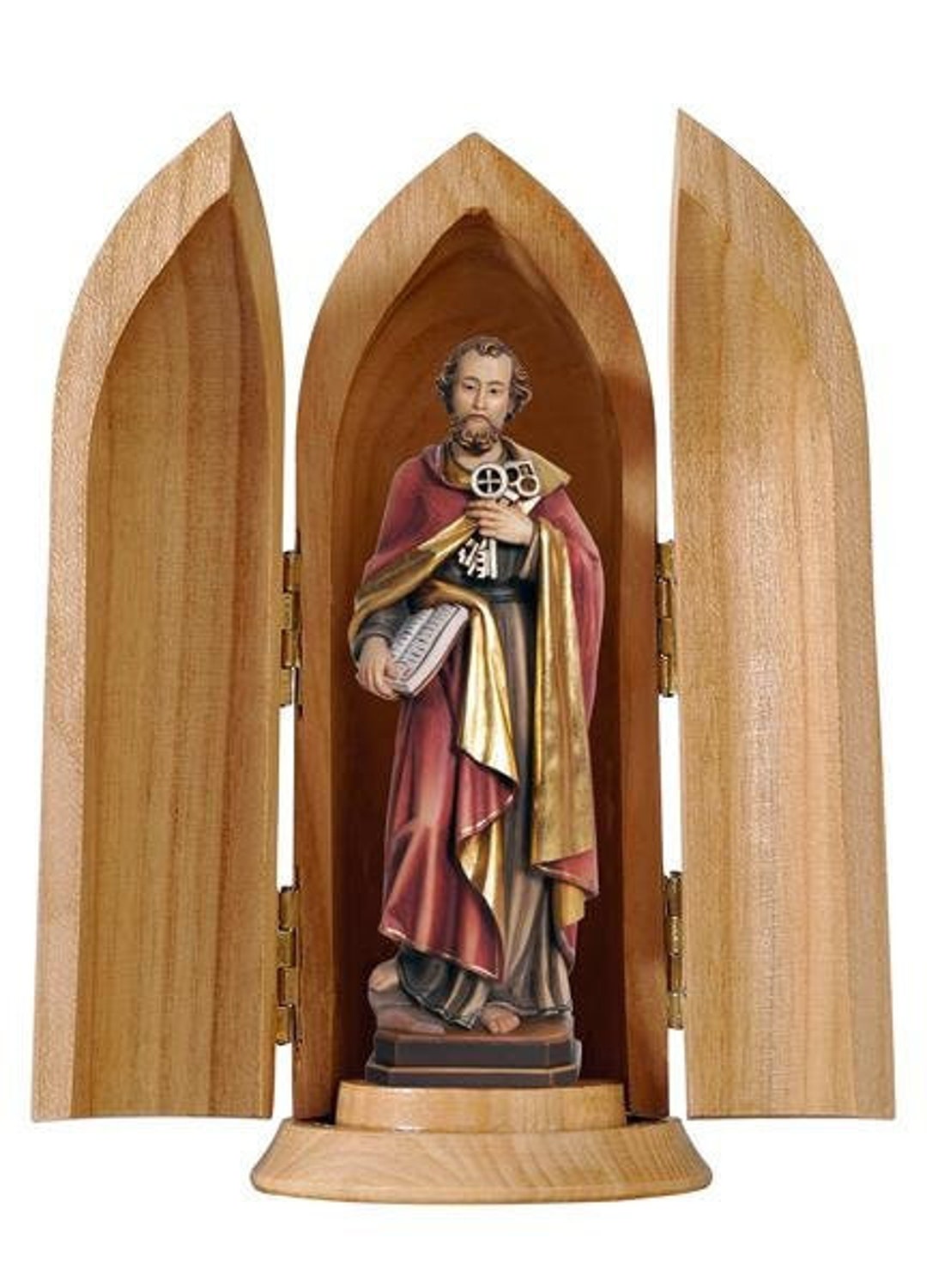 Statue of St. Peter With Niche, Carved in Valgardena Wood and Hand ...