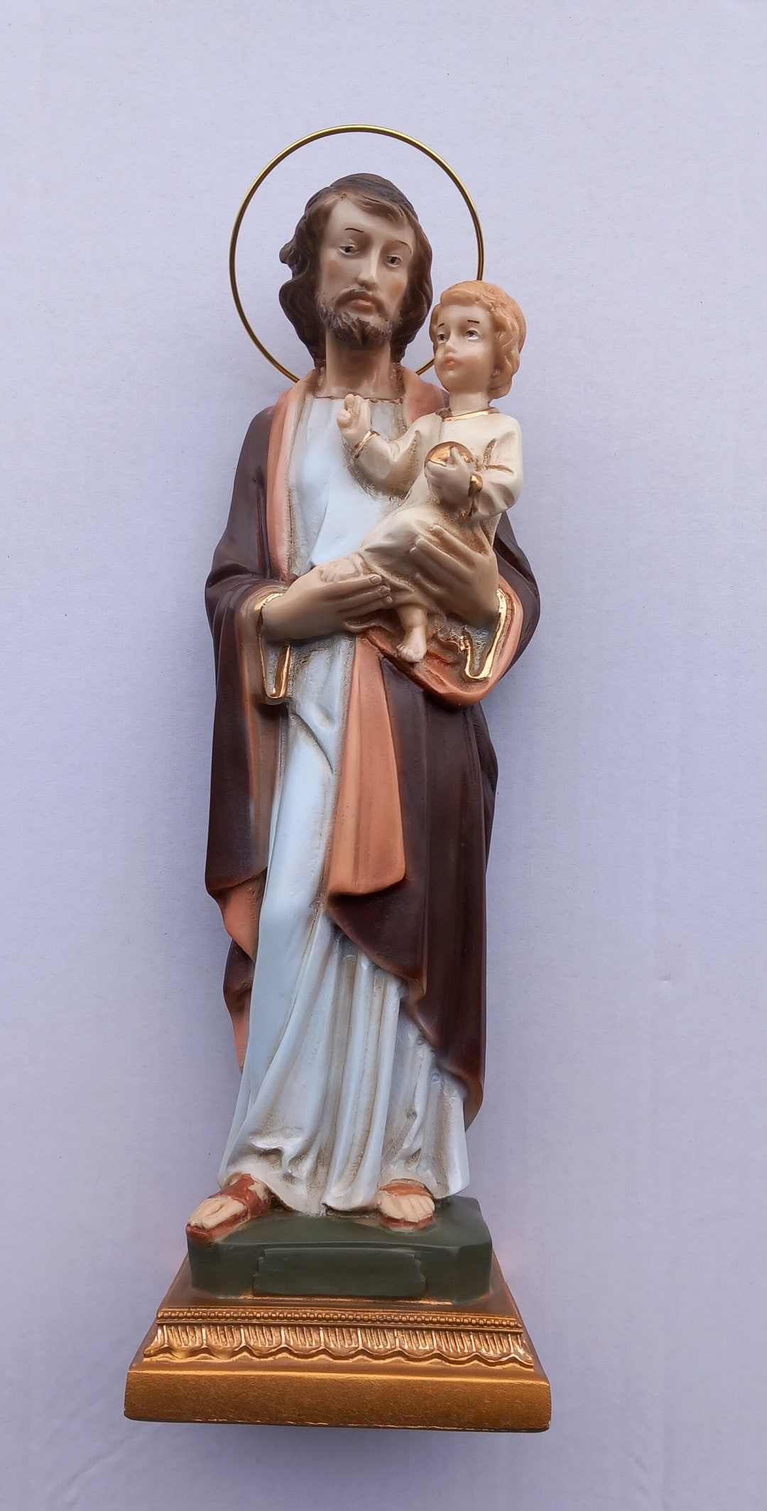 Statue of Saint Joseph 32 X 10 Cm 12.59 X 3.93 Inches in Hand-decorated ...