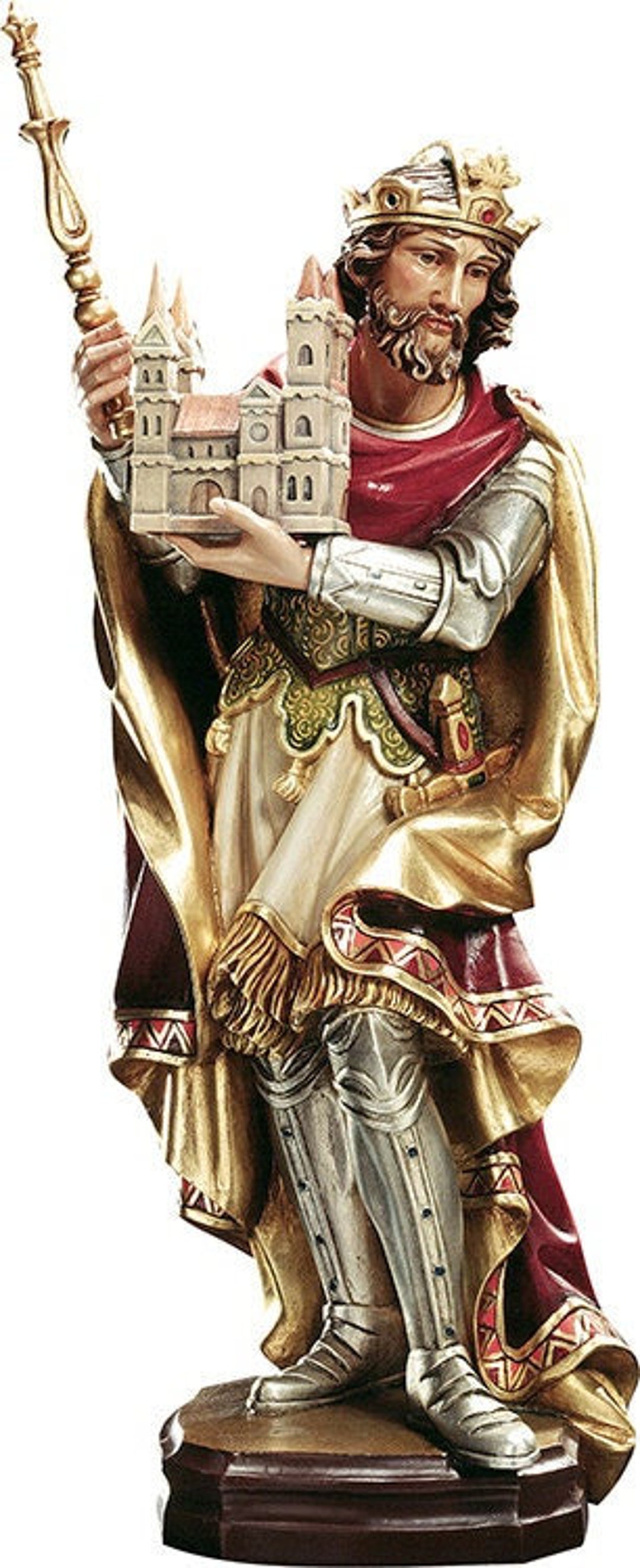 Statue of Saint Henry With Scepter and Dome, Carved in Valgardena Wood ...