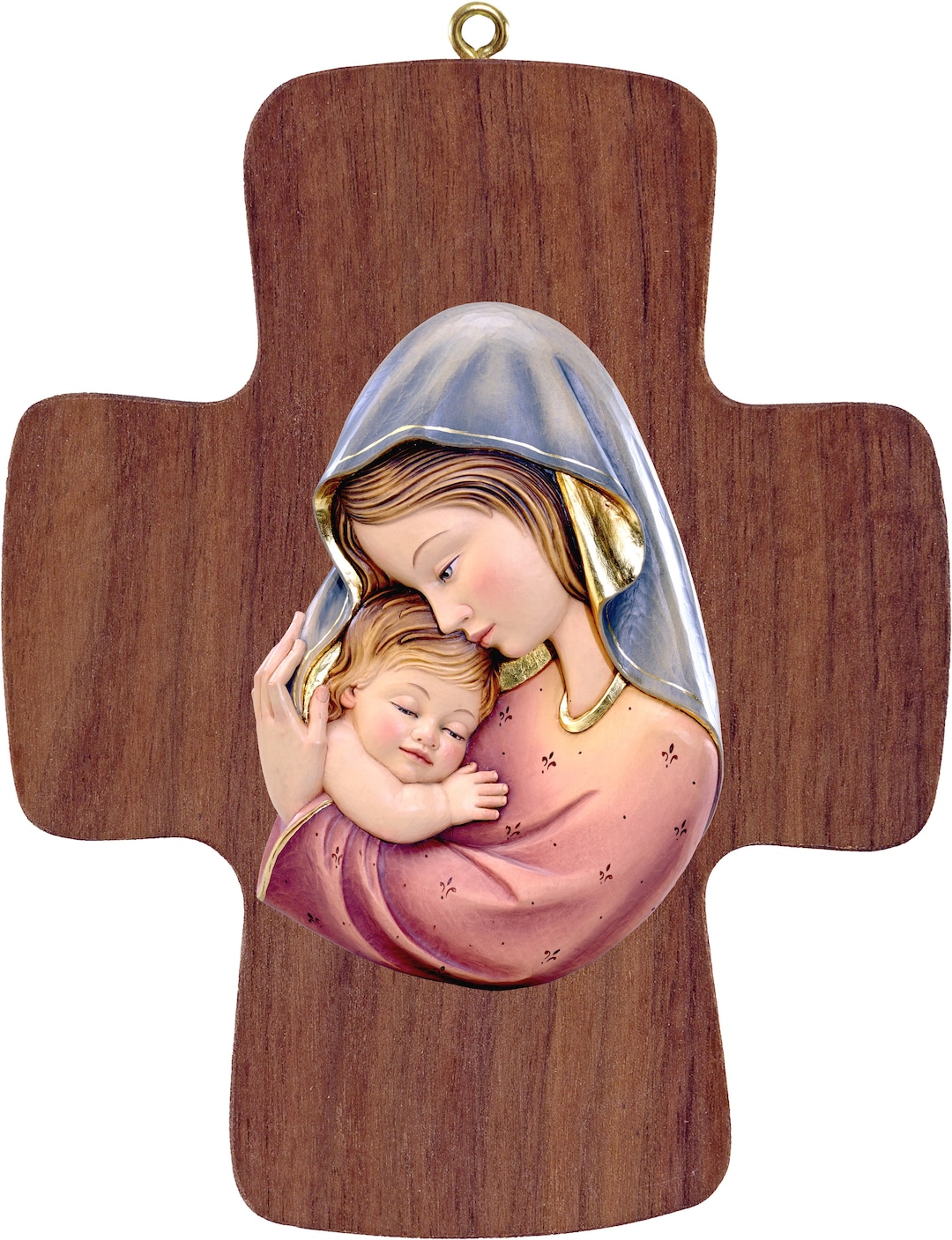 Crucifix With Madonna and Child, Carved in Valgardena Wood and ...